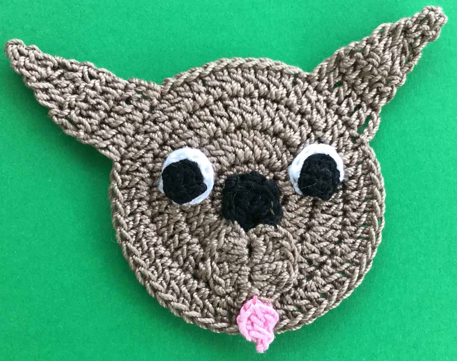 crochet-dog-with-a-bone-2-ply-head-with-muzzle • Kerri's Crochet