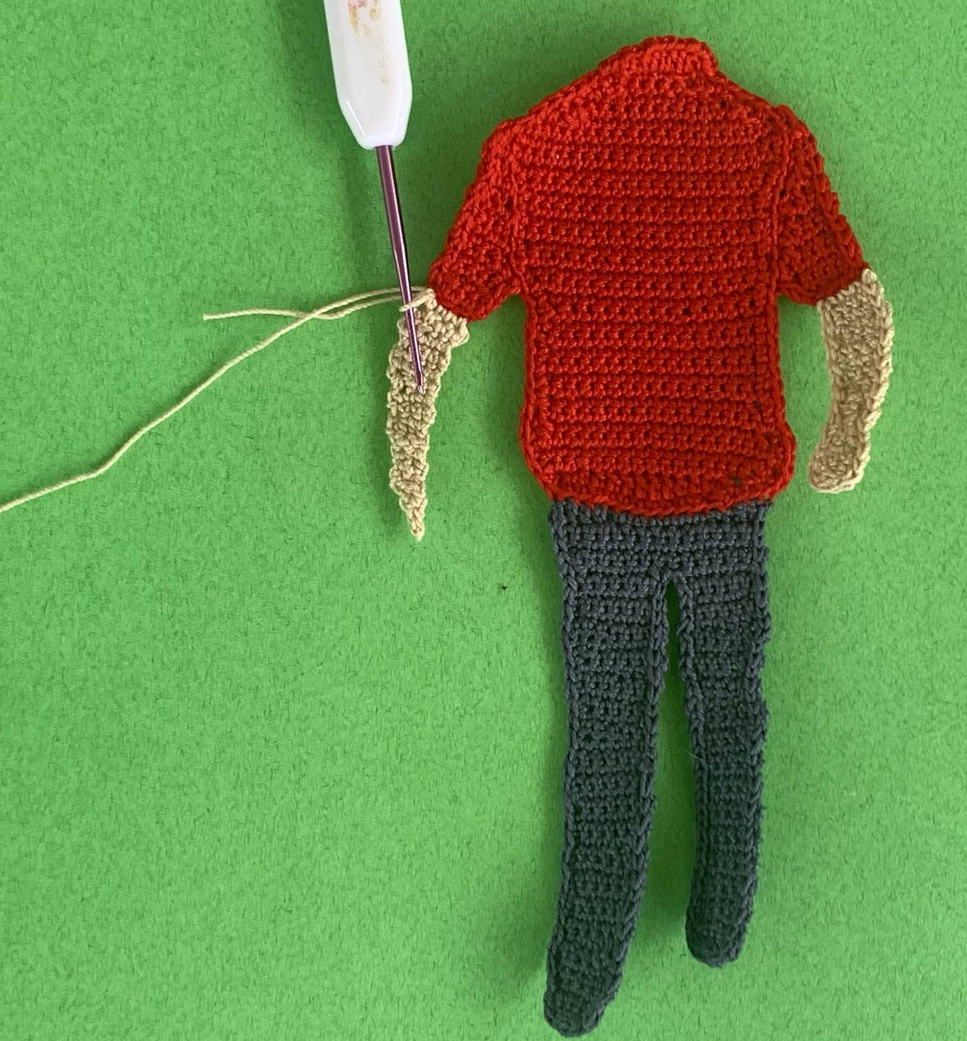 crochet-man-2-ply-joining-for-second-arm-neatening • Kerri's Crochet